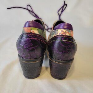 Socofy | Shoes | Socofy Bohemia Artsy Leather Mixed Pattern Chunky ...